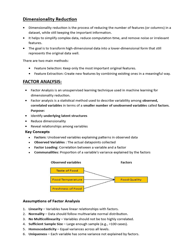 Dimensionality Reduction: Key Concepts | PDF | Principal Component Analysis | Factor Analysis