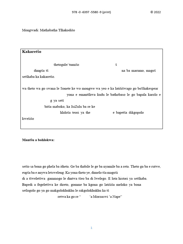 Mehuta ya Theto ya Sepedi | PDF