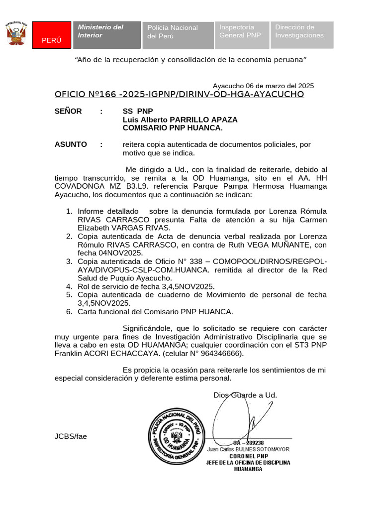 Oficio Solicita Documentos | PDF