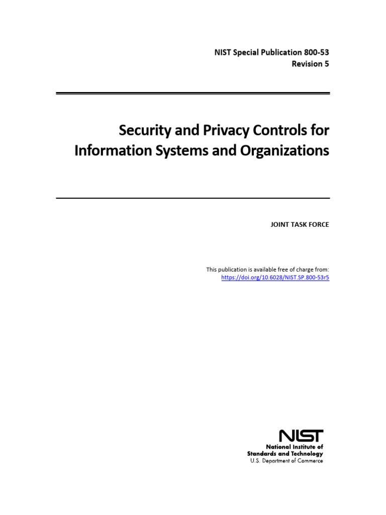 NIST SP 800-53 Rev 5: Security Controls | PDF | Information Security ...