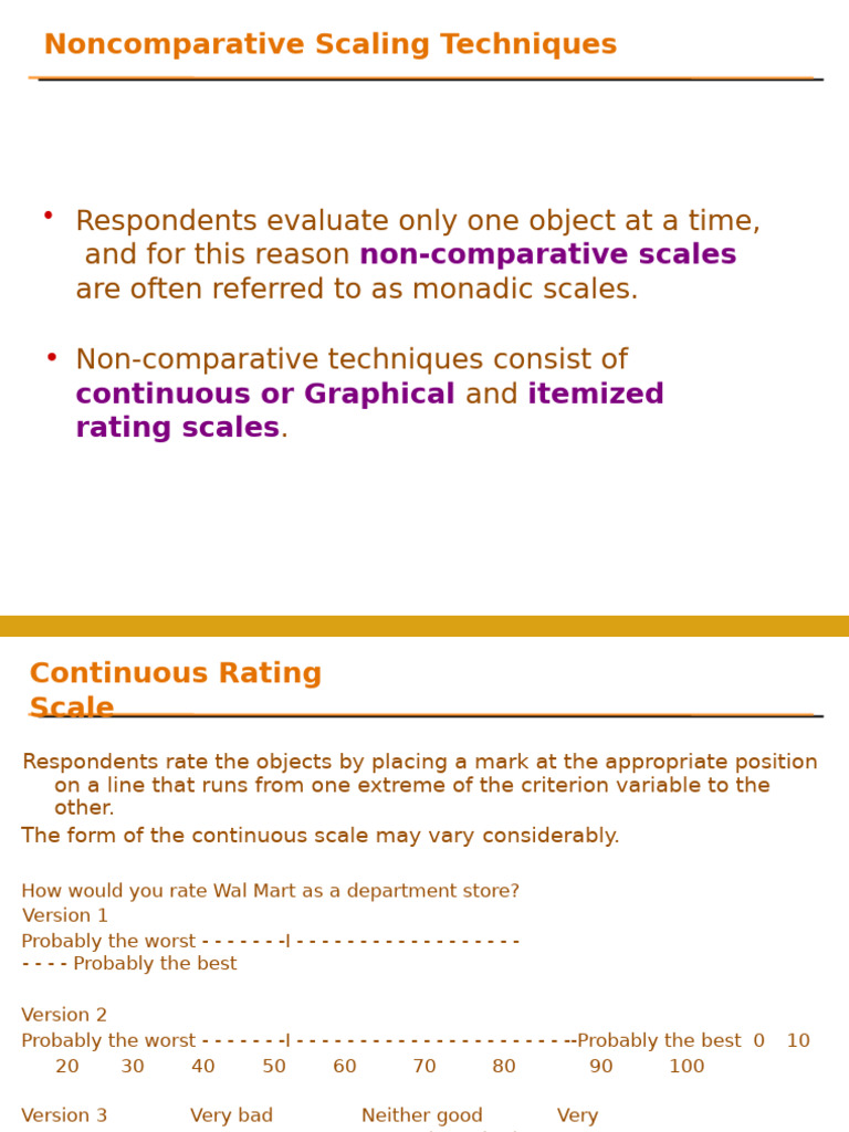 Non Comparative Rating Scales | PDF