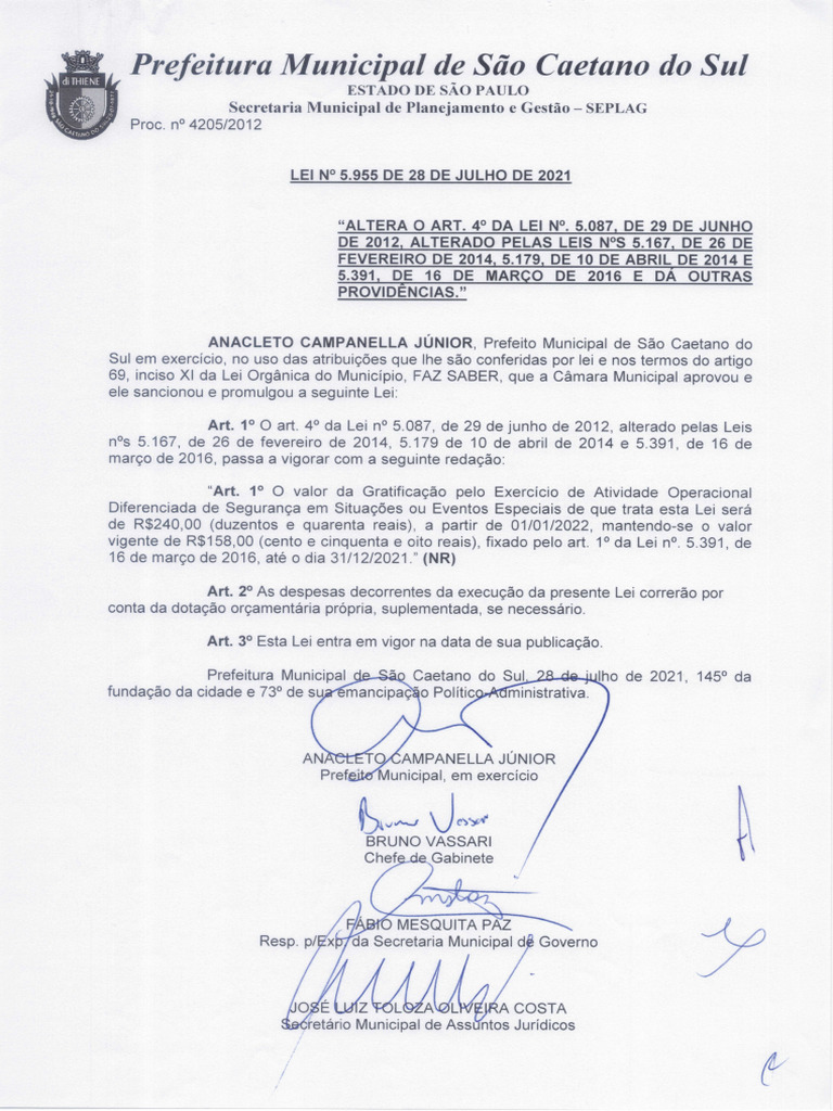 Lei 5955-21 - Gratif. Pelo Exerc. de Ativ. Operacional Diferenciada ...