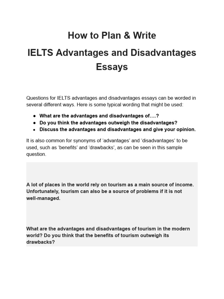 Advantages and Disadvantages Essays | PDF | Tourism | Essays
