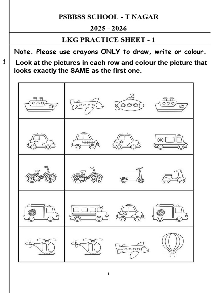 LKG Practice Worksheet for Pre-Nursery | PDF