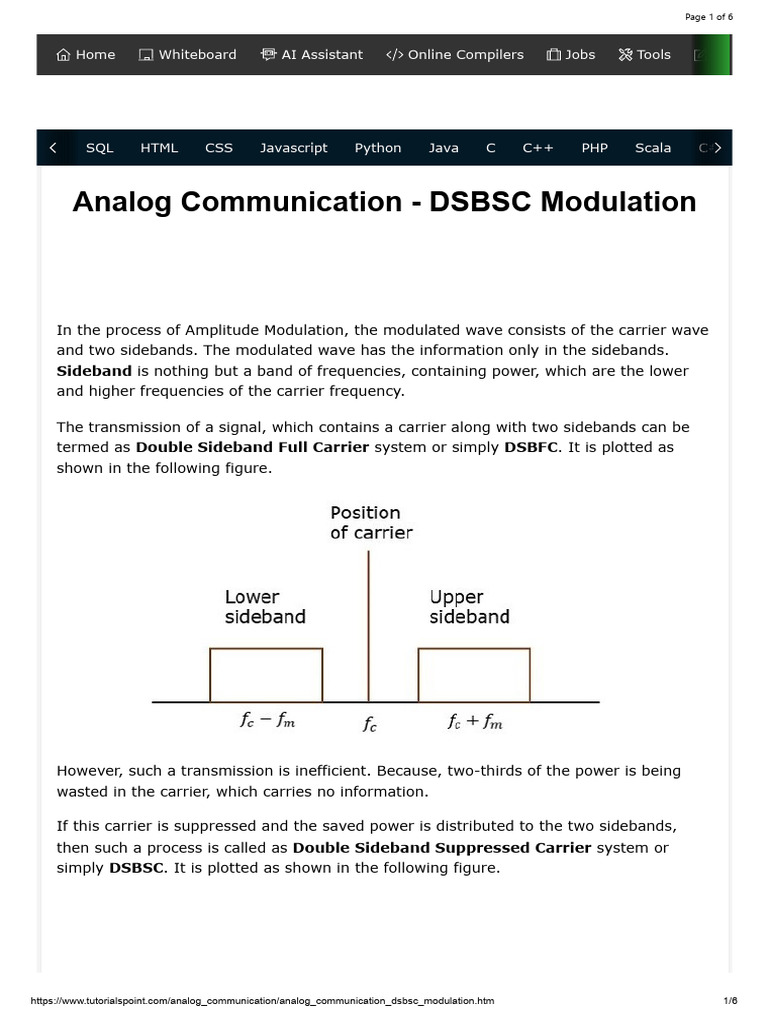 DSBSC Modulation Intro | PDF | Frequency Modulation | Telecommunications Engineering
