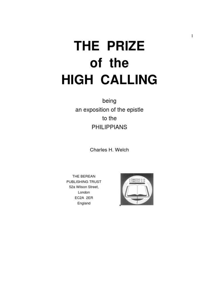 Prize of The High Calling | PDF | Epistle To The Philippians | Paul The ...