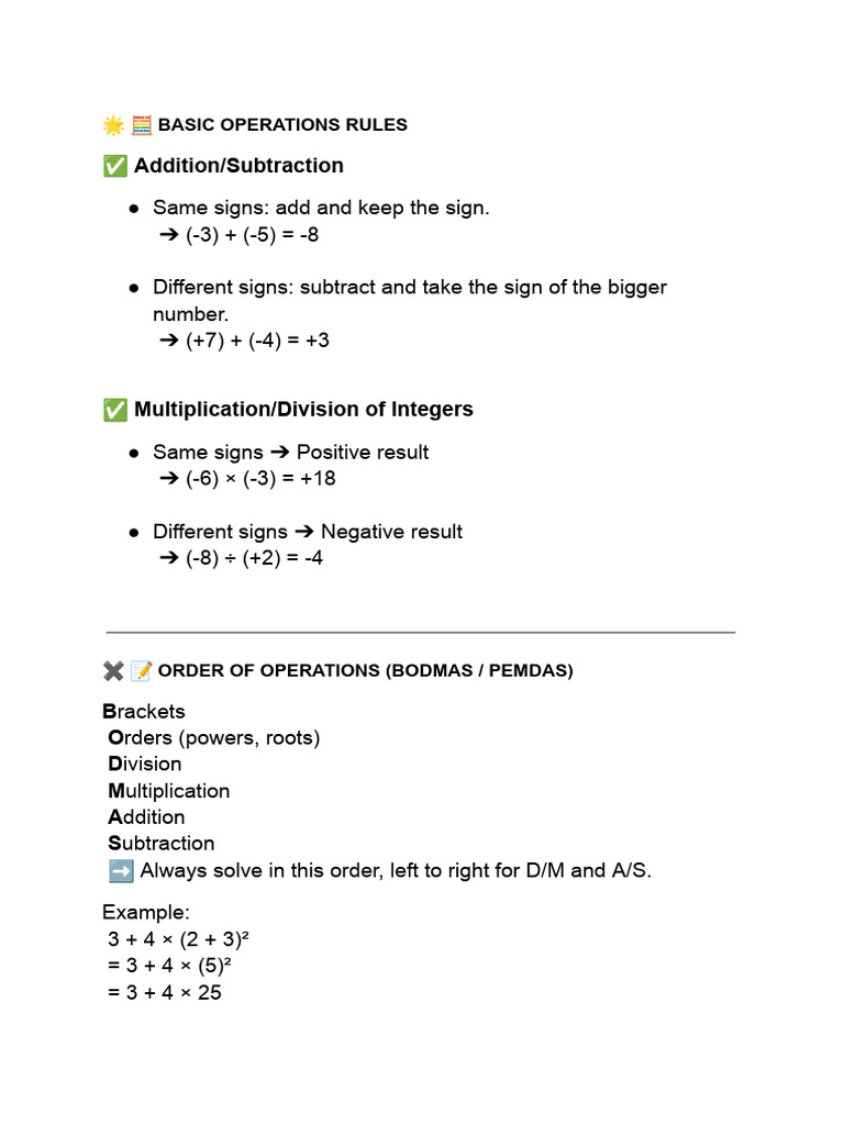 ? BASIC Mathematic RULES For Grade 7 | PDF | Rectangle | Mathematics