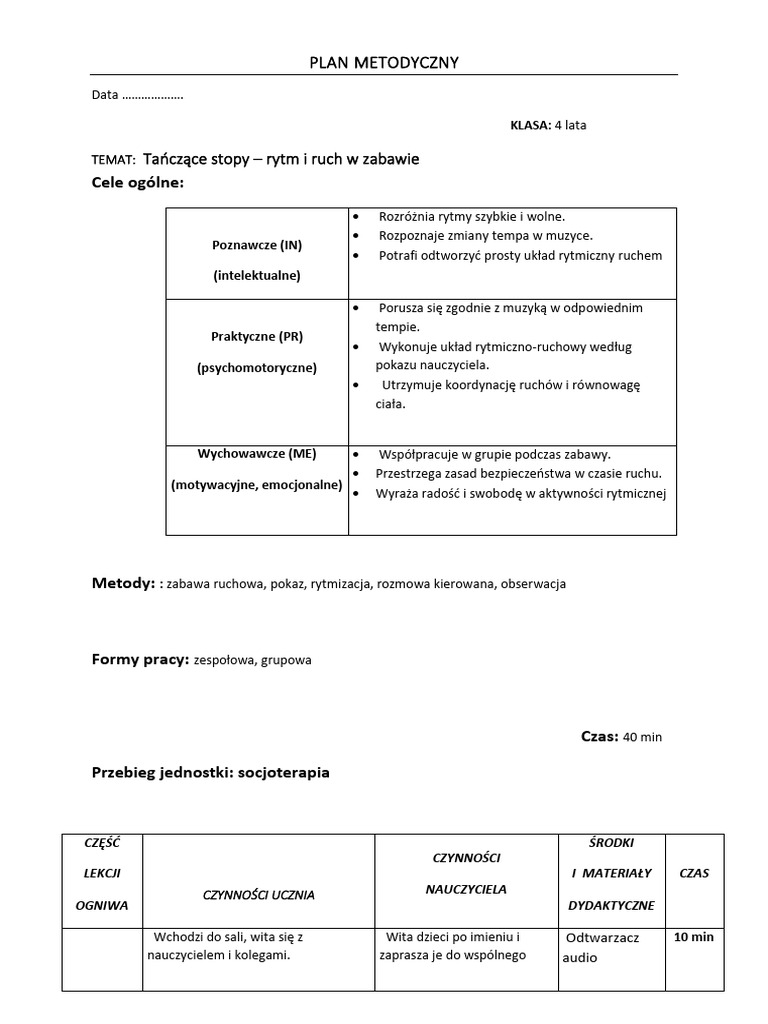 Plan Metodyczny 3 | PDF