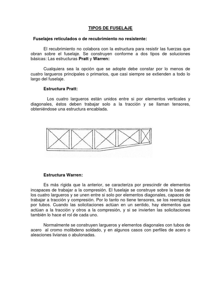 Tipos de Fuselaje en Aeronáutica | PDF | Revestimiento | Spar (Aeronáutica)