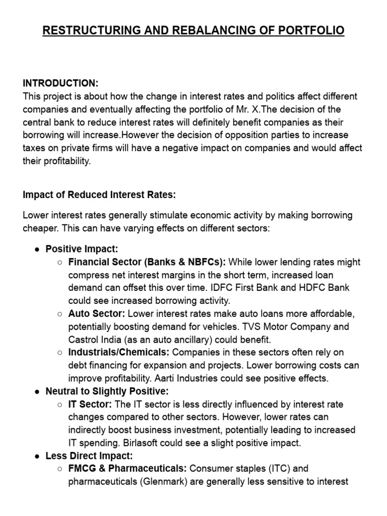 Restructuring and Rebalancing of Portfolio | PDF | Interest | Interest ...