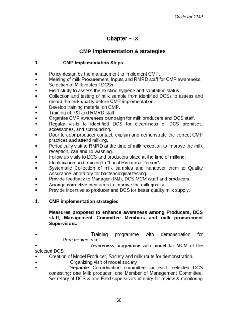 CMP Chapter 9-10 | PDF | Dairy | Hygiene