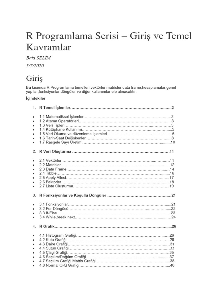 R Programlama Serisine Giris Ve Temel Ka | PDF