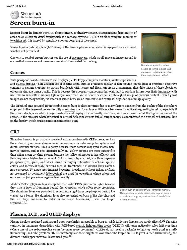 CRT Screen Burn-In Explained | PDF | Computer Graphics | Consumer ...