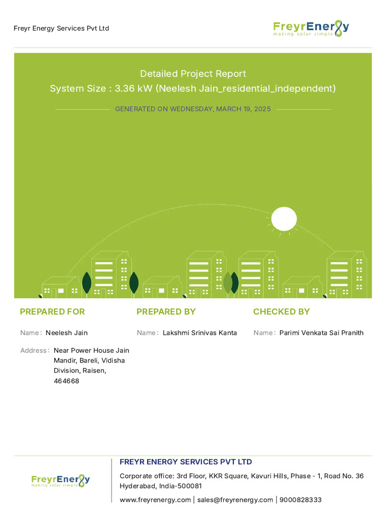 3.36 kW Solar Project Report for Neelesh Jain | PDF | Electrical ...