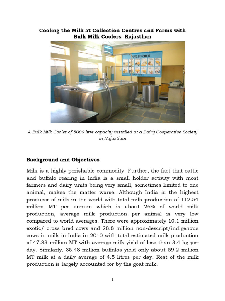 Cooling the Milk at Collection Centres and Farms With Bulk Milk Coolers ...