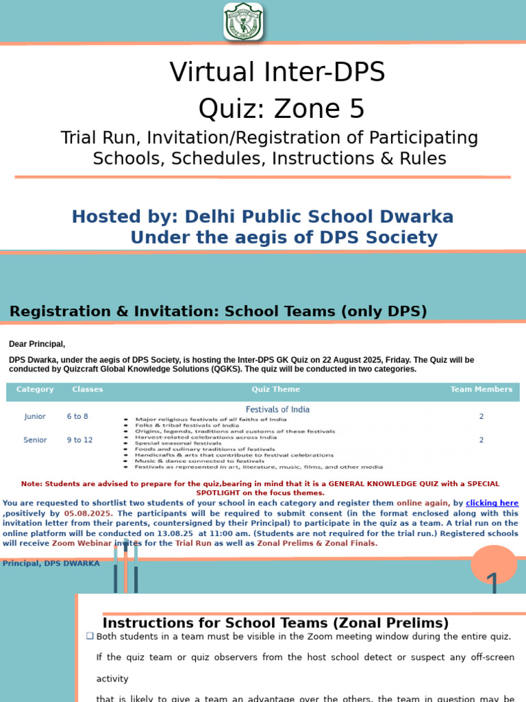 Inter-DPS Quiz Zone 5 Invitation 2025 | PDF | Computing