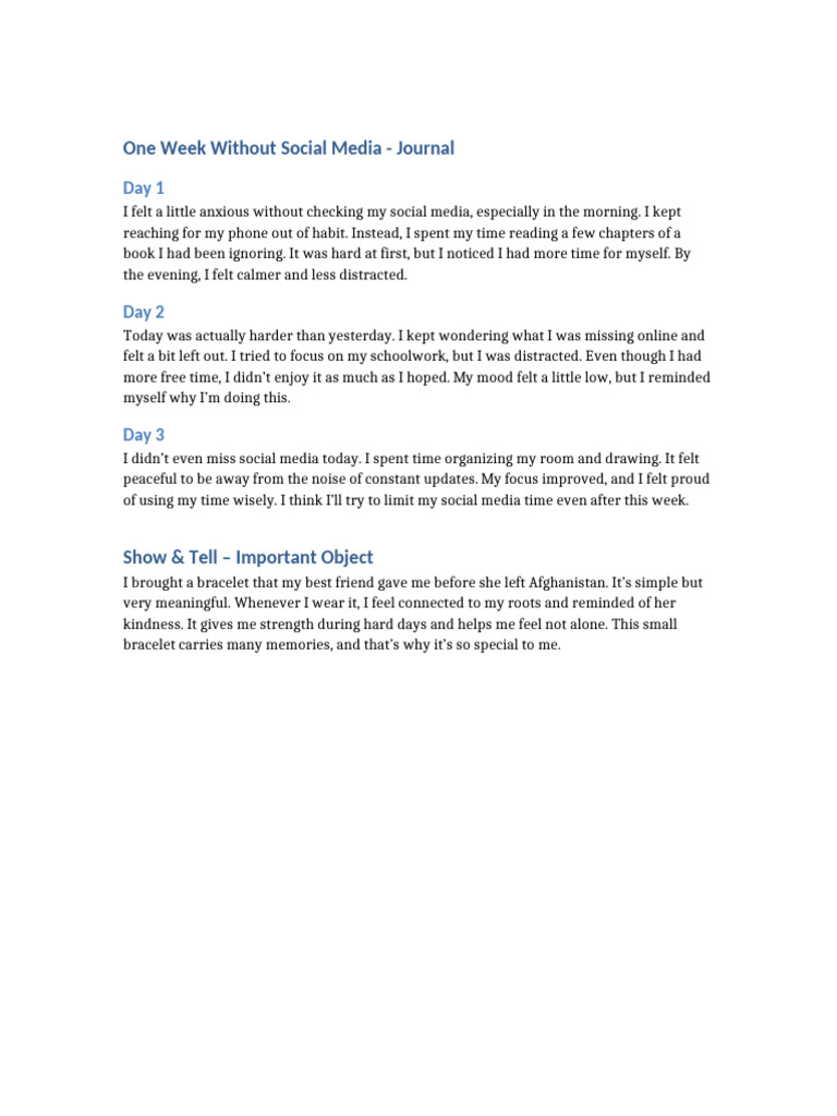 One Week Social Media Detox Journal | PDF
