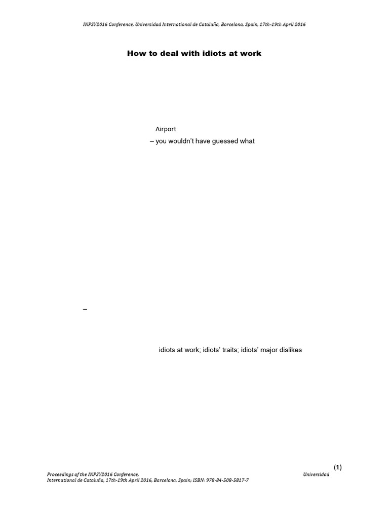 Strategies for Handling Idiots at Work | PDF | Intellectual Disability ...