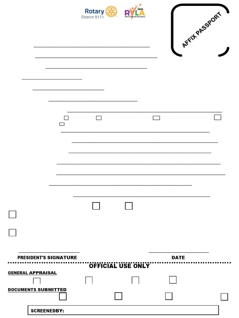 RYLA 2024 Registration Form | PDF