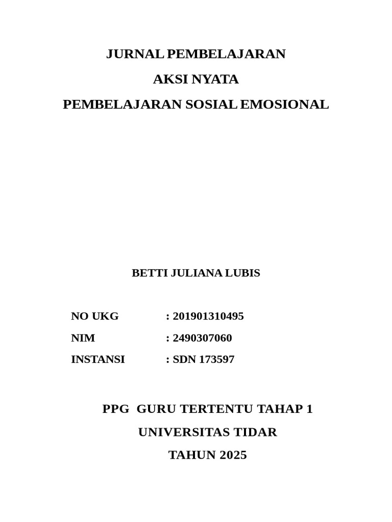 Betti Juliana Lubis_2490307060_Pembelajaran Sosial Emosional (PSE).docx | PDF