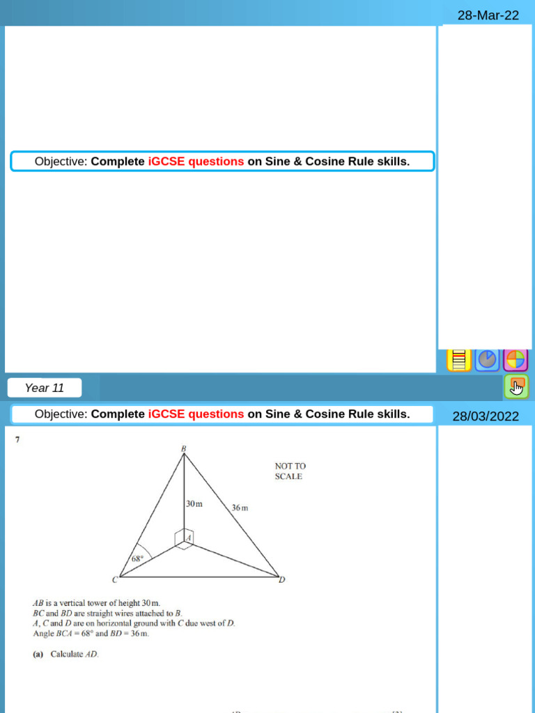 iGCSE Sine & Cosine Rule Practice | PDF | Trigonometric Functions ...
