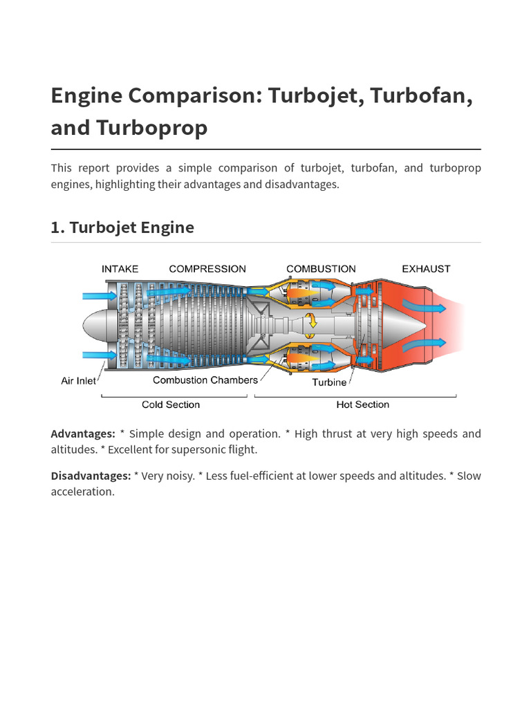 Engine Types: Turbojet, Turbofan, Turboprop | PDF