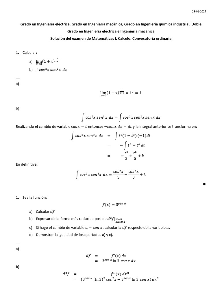 Solucion Ex Mat1 Industriales Ordinario Calculo | PDF | Integral | Álgebra