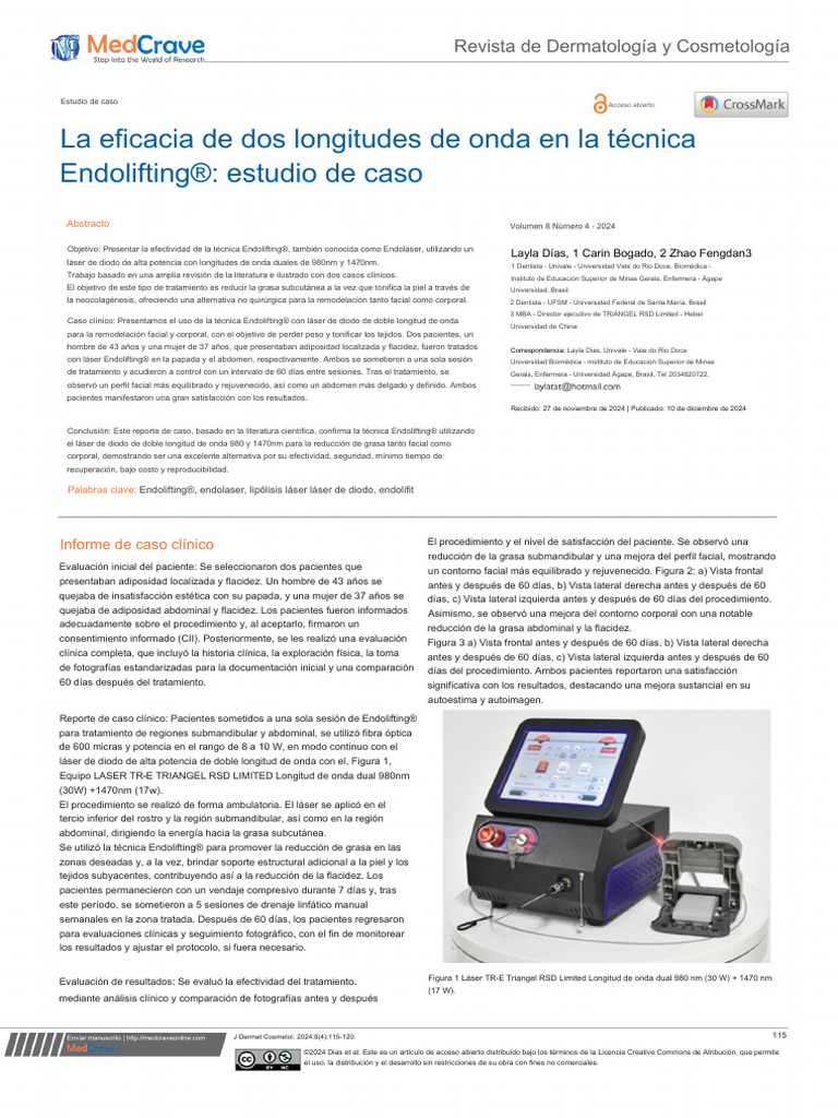 Eficacia del Endolifting® en casos clínicos | PDF | Tejido adiposo | Láser
