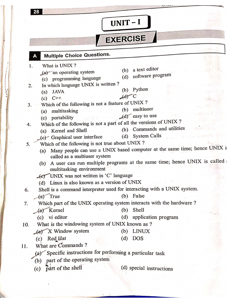 Unix Unit 1 Practice Questions | PDF