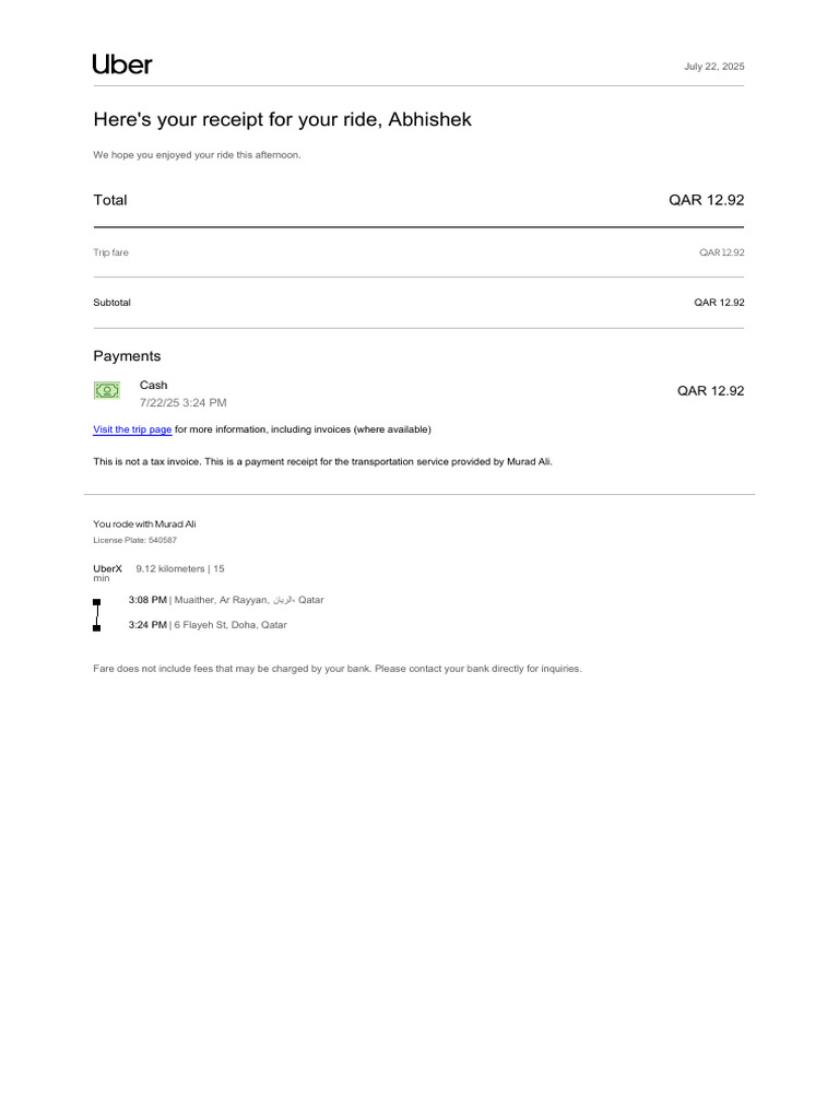 Receipt Uber | PDF