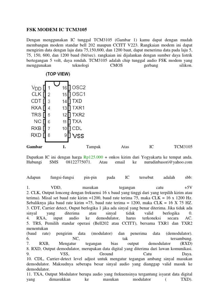 FSK Modem Ic Tcm3105 | PDF | Komputer