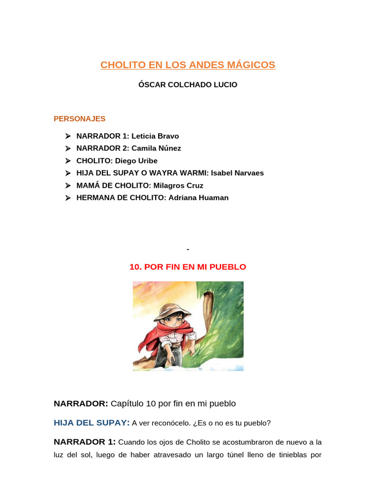 Cholito en los Andes Mágicos: Resumen | PDF | Alimentos