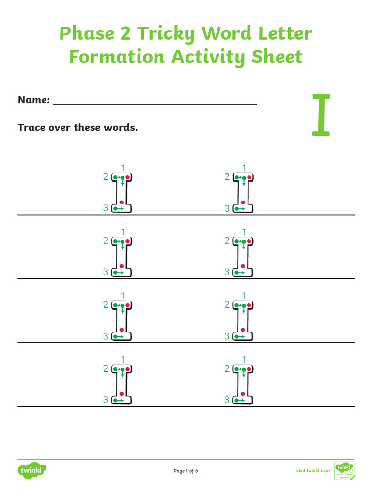 Phase 2 Tricky Words Letter Formation Activity | PDF