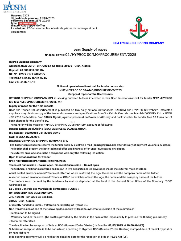 Baosem Ropes For Hyproc | PDF
