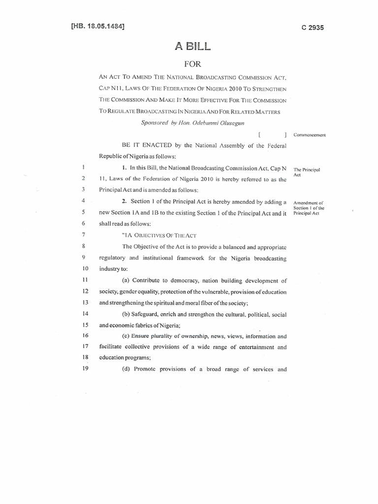 NBC Amendment Bill (DSO) 2nd Version | PDF