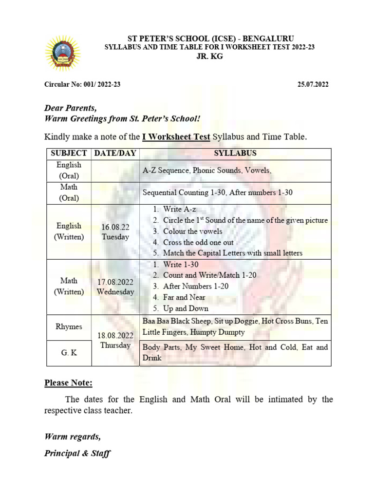JR - KG WS1 Syl | PDF
