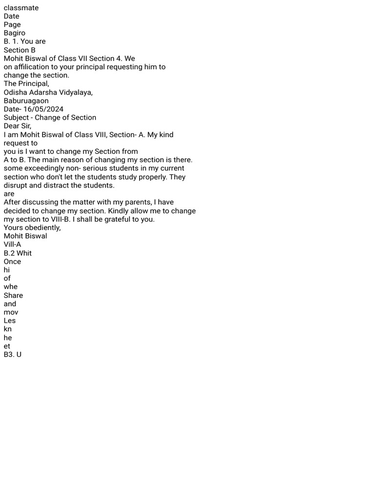 Request to Change Class Section | PDF