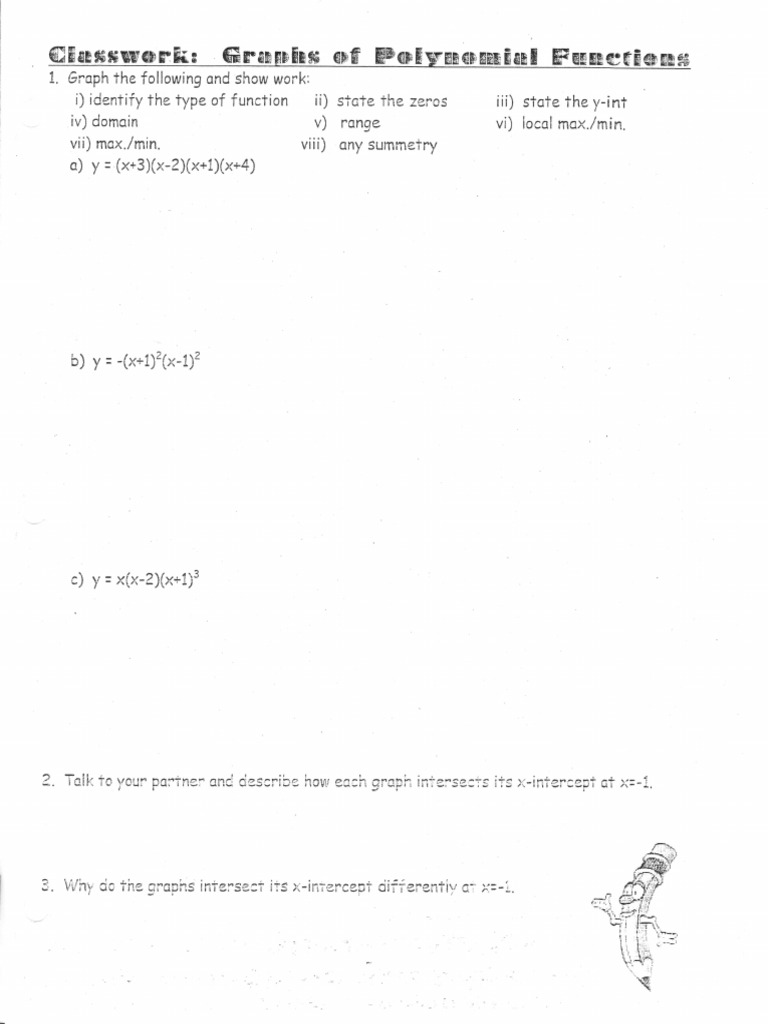 1.3 Classwork - Graphs - of - Polynomial - Functions | PDF