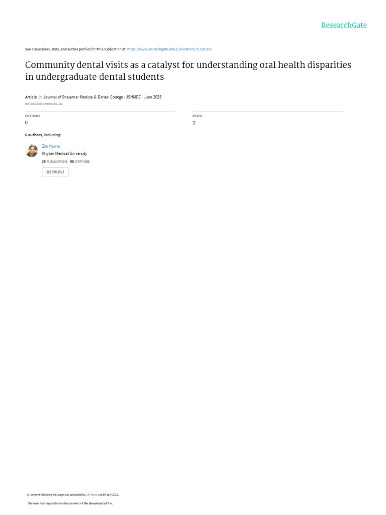 Community Dental Visits and Oral Health Disparities | PDF | Health ...