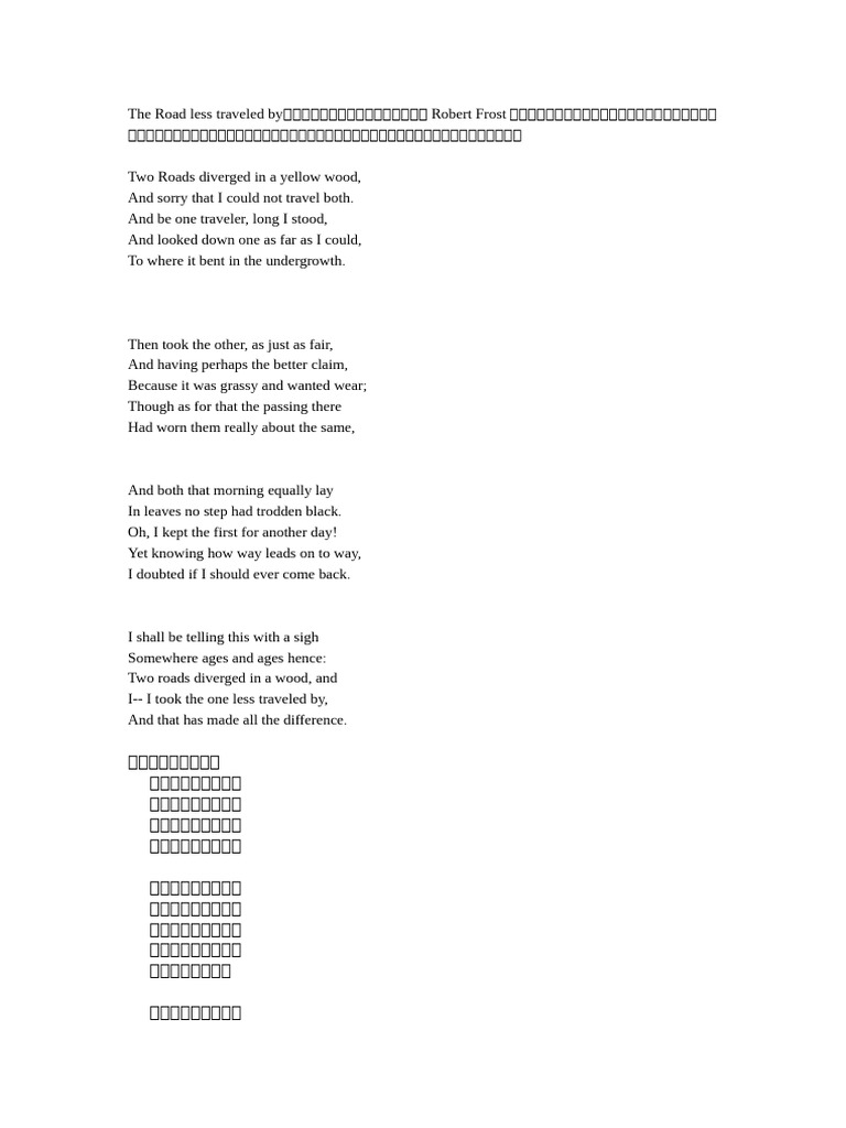 Frost's "The Road Less Traveled" Analysis | PDF