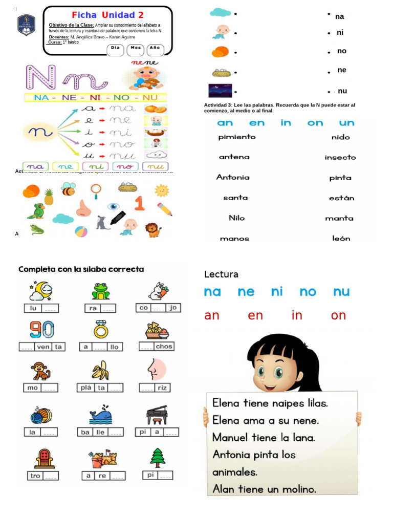 Clase 1 Ficha Letra N | PDF