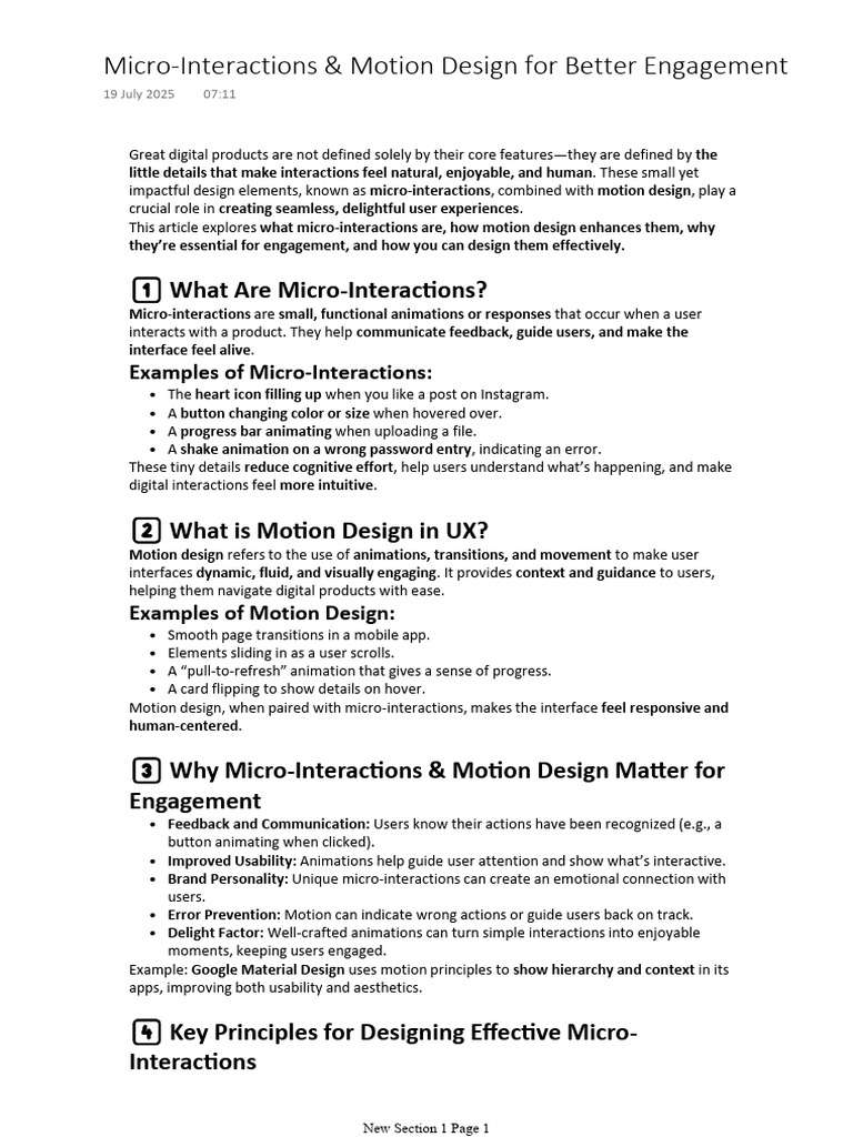 Micro-Interactions & Motion Design for Better Engagement | PDF ...
