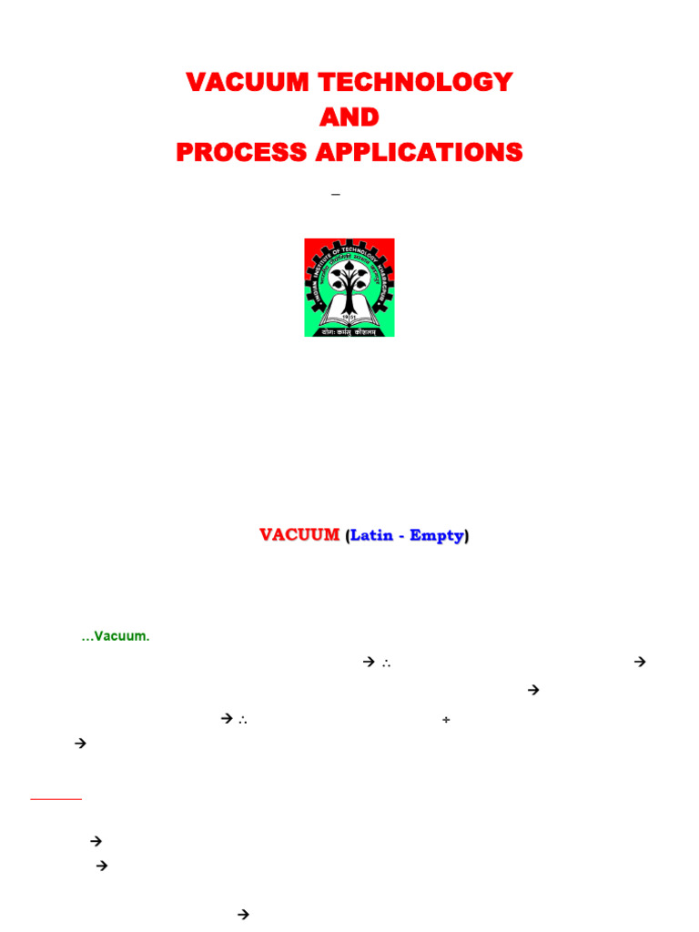 Vacuum Technology Course Overview | PDF | Vacuum | Vacuum Tube