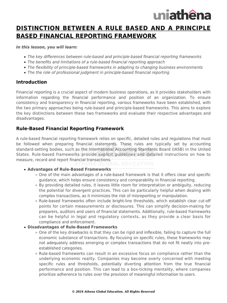 Rule Based Vs Principles Financial Framework | PDF | Financial ...