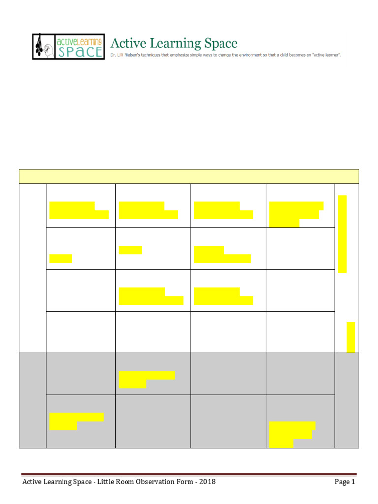 Little Room Observation Form 2018 | PDF