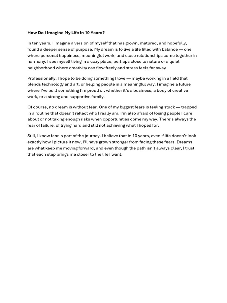 My Dream Life in 10 Years | PDF