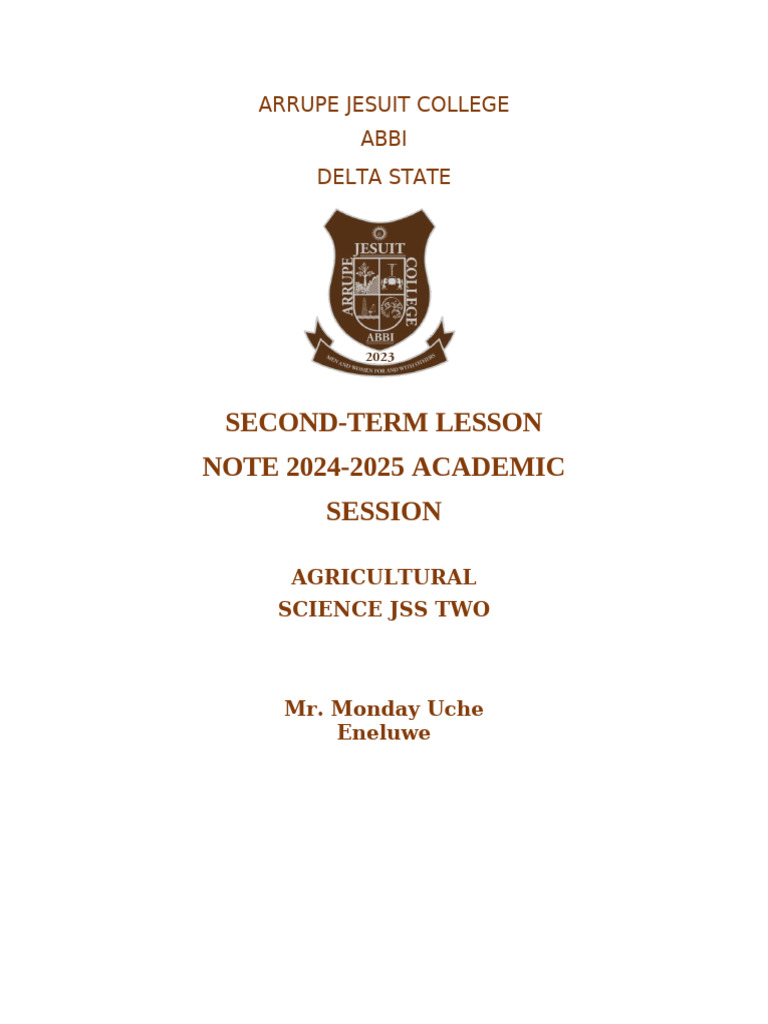 Jss 2 Second Term Agric Note | PDF | Agriculture | Infection