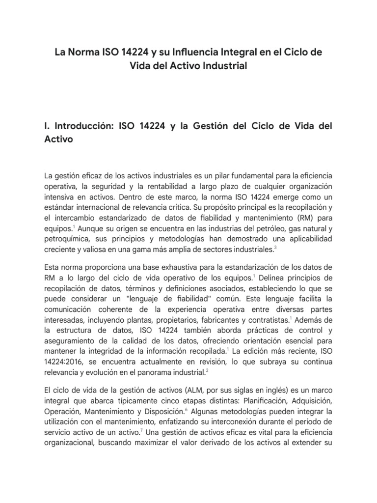 ISO 14224 y Ciclo Activo | PDF | Business | Economias