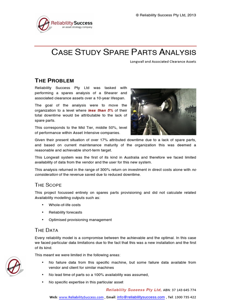 Spare Parts Analysis Case Study | PDF | Reliability Engineering | Computing