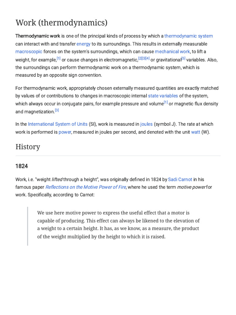 Work (Thermodynamics) - Wikipedia | PDF | Heat | Thermodynamics